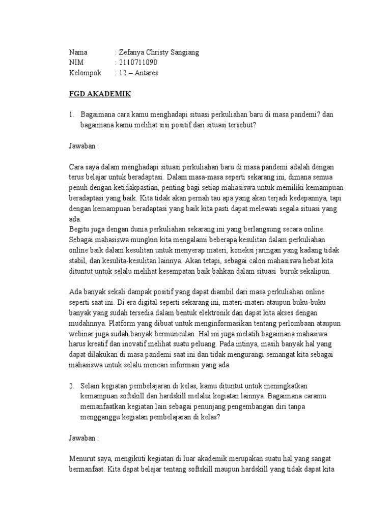 FGD - Zefanya Christy | PDF