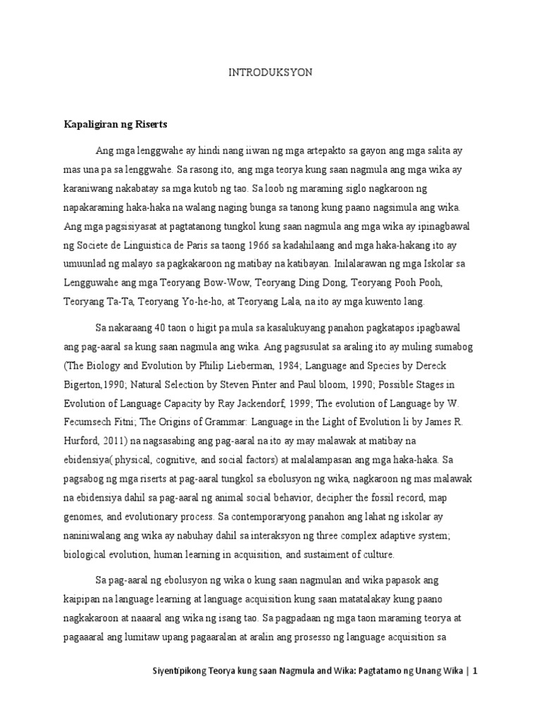 Filipino Research Chapter 1 (Unofficial) | PDF