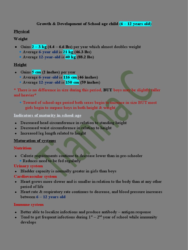 Growth & Development School-Age | PDF