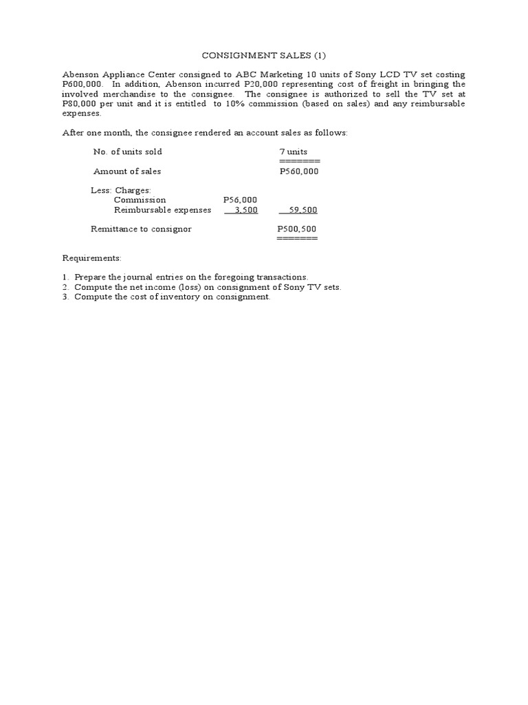 Aa Consignment Sales 1 | PDF | Finance & Money Management | Home & Garden