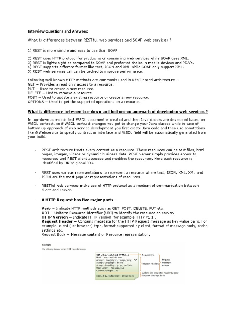 Interview Important Questions and Answers | PDF | Representational State Transfer | Hypertext ...