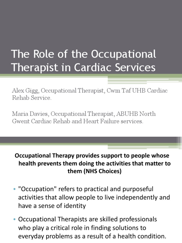 Occupational Therapy in Cardiac Rehab | PDF | Occupational Therapy ...