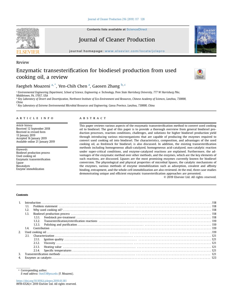 Enzymatic Transesterification | PDF | Biodiesel | Fat