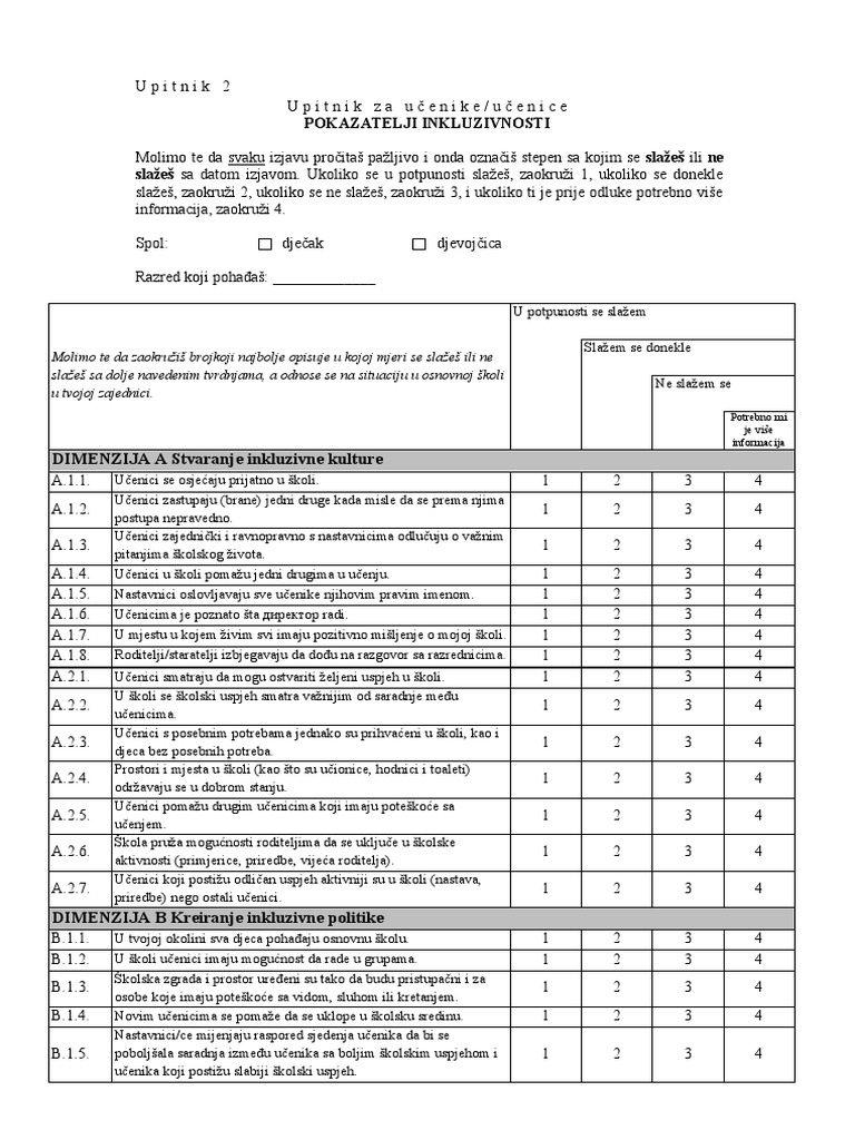 Upitnik 2 - BOS | PDF