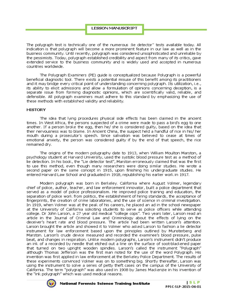 Lesson Manuscript: National Forensic Science Training Institute | PDF ...