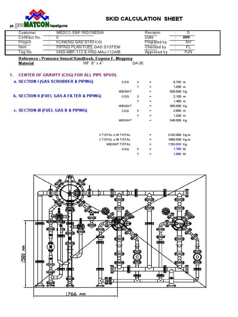 Skid Calculation Sheet: Reference: Pressure Vessel Handbook, Eugene F ...