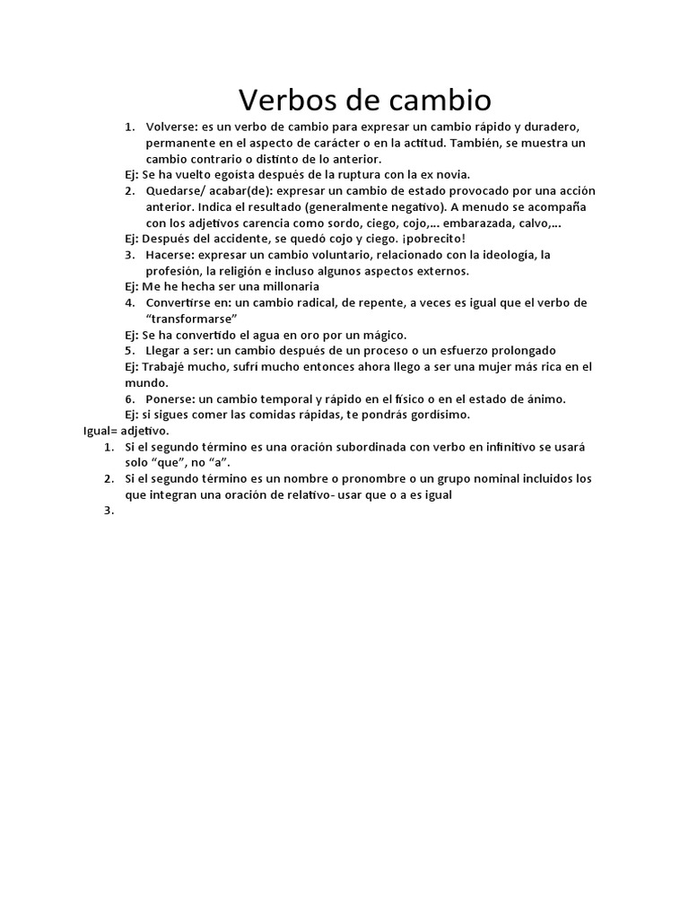 Verbos de Cambio | PDF