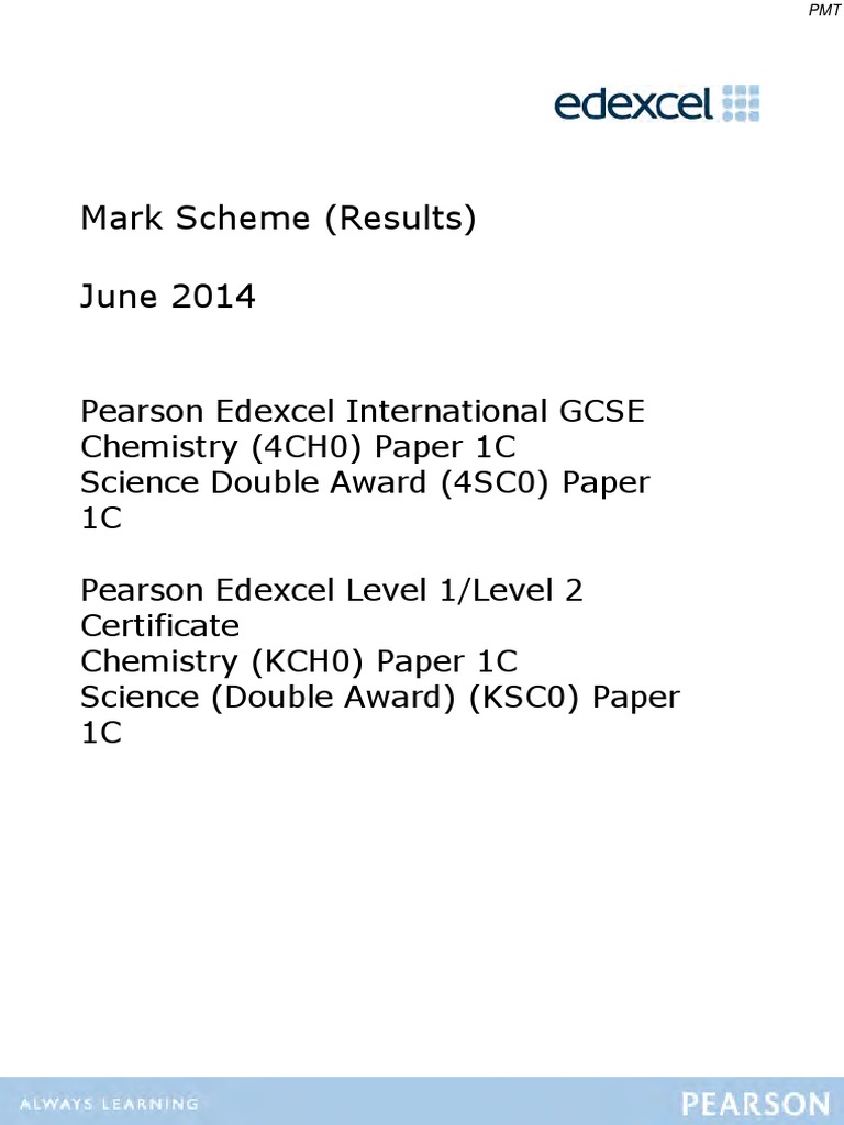 June 2014 MS - Paper 1C Edexcel Chemistry IGCSE | PDF June 2014 MS - Paper 1C Edexcel Chemistry IGCSE | PDF