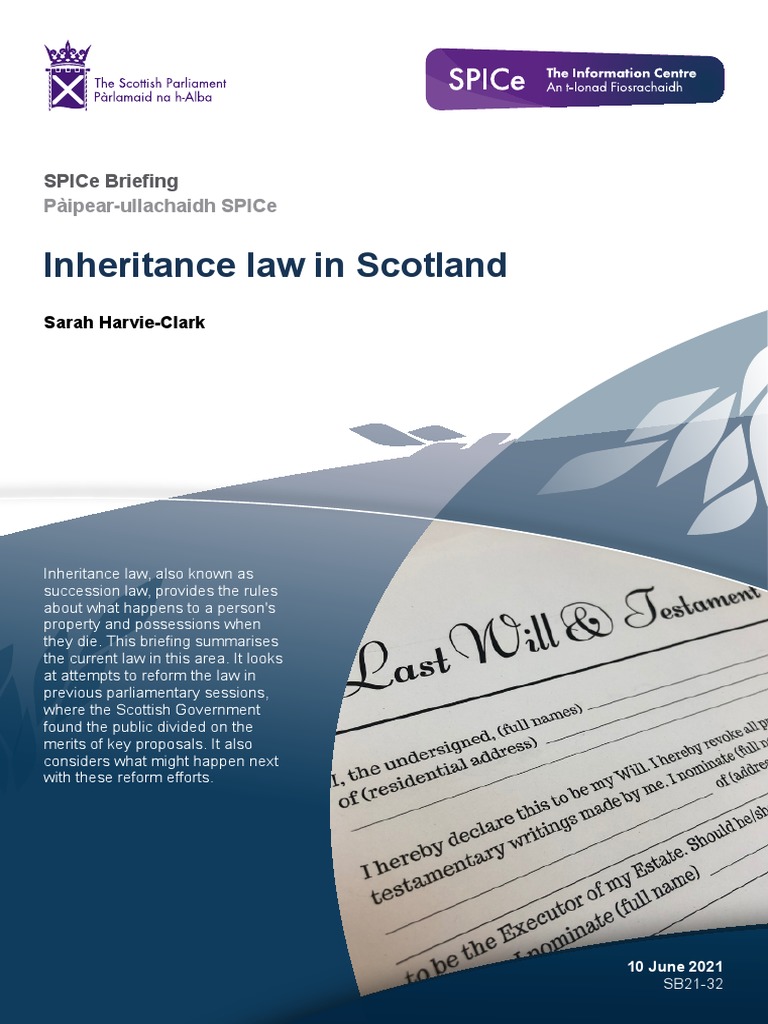 Scottish Succession Law | PDF | Will And Testament | Intestacy