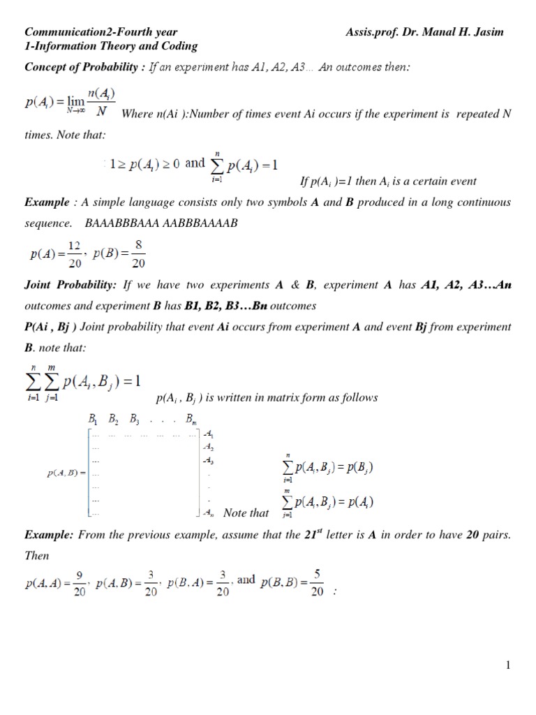 1-Information Theory-2021 | PDF | Code | Notation
