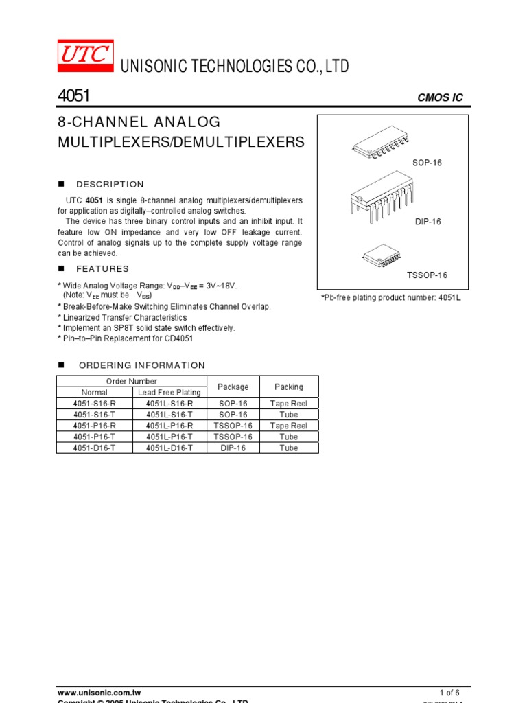 Datasheet 4051 | Cmos | Electricity