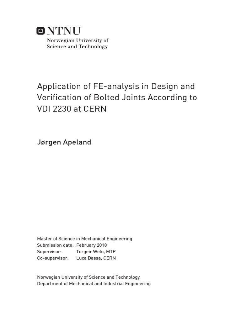 Application of FE-analysis in Design and Verification of Bolted Joints ...