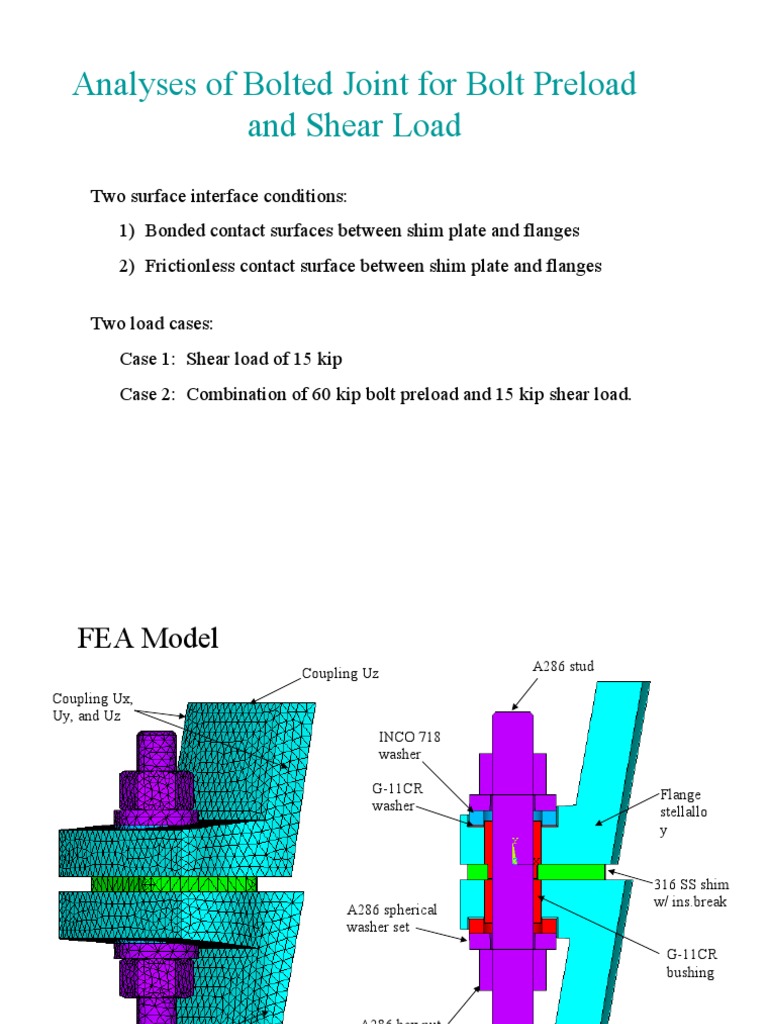 Analyses of Bolted Joint For Bolt Preload and Shear Load | PDF ...