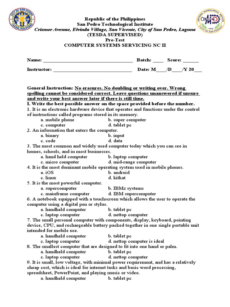 CSS Pre Test (50 Items) | PDF | Computer Data Storage | Printer (Computing)
