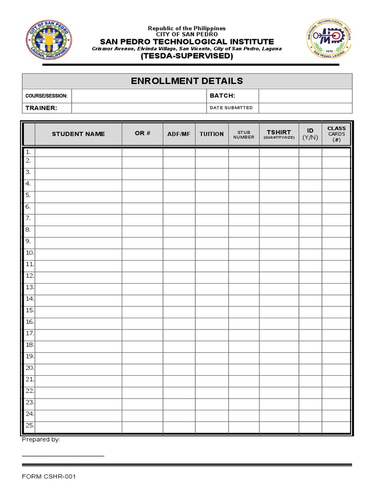 Enrollment Details Form | PDF