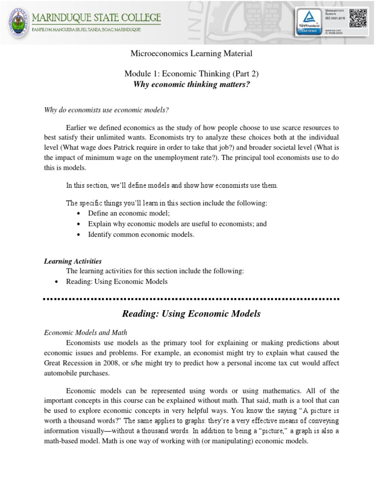 Understanding Economic Models | PDF | Economics | Labour Economics