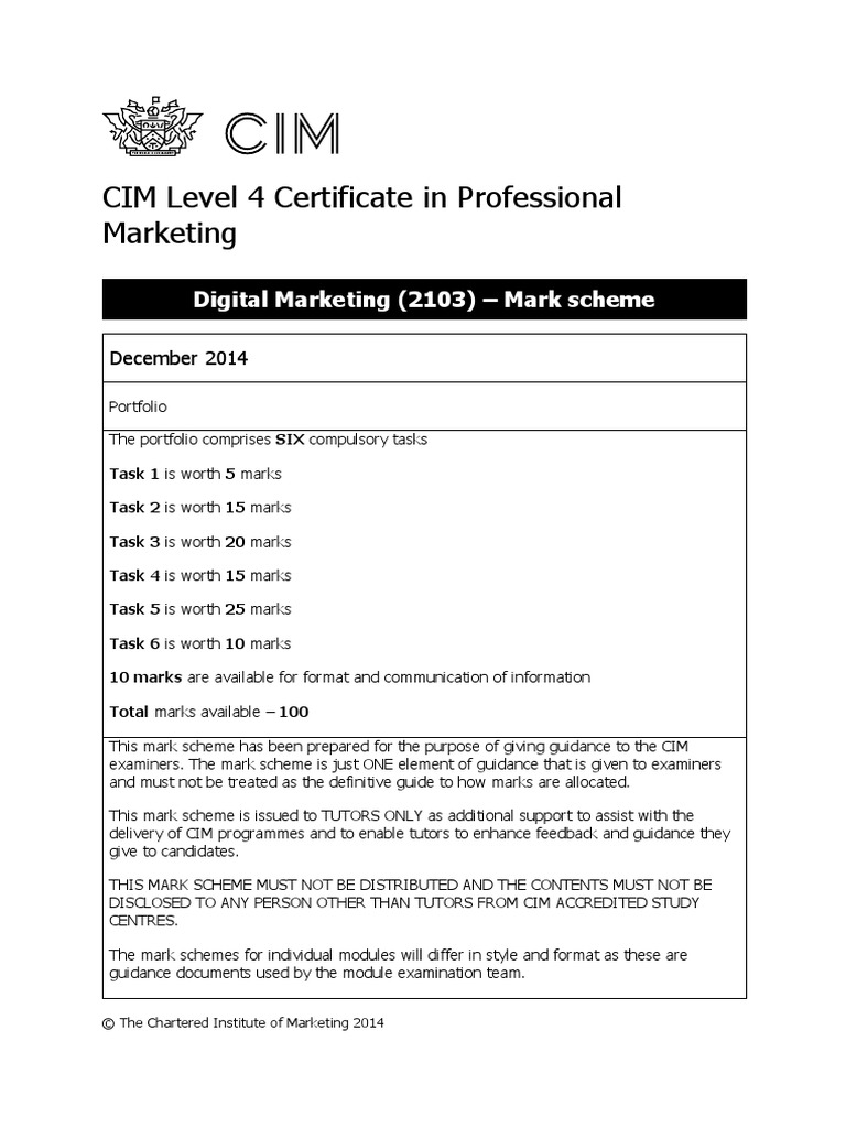 CIM Level 4 Certificate in Professional Marketing | PDF