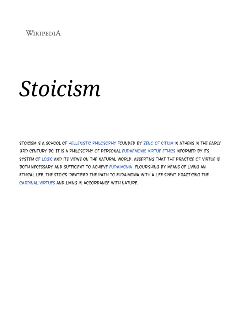 Stoicism - Wikipedia | PDF | Stoicism | Logic