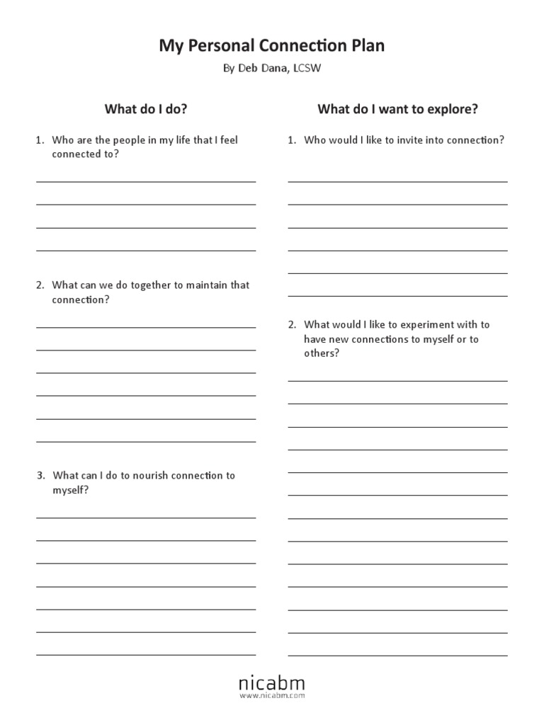 NICABM - My Personal Connection Plan | PDF