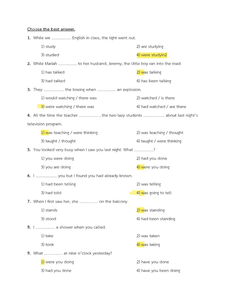 ข้อสอบหลังเรียน Past Con VS Past Sim | PDF | Linguistics