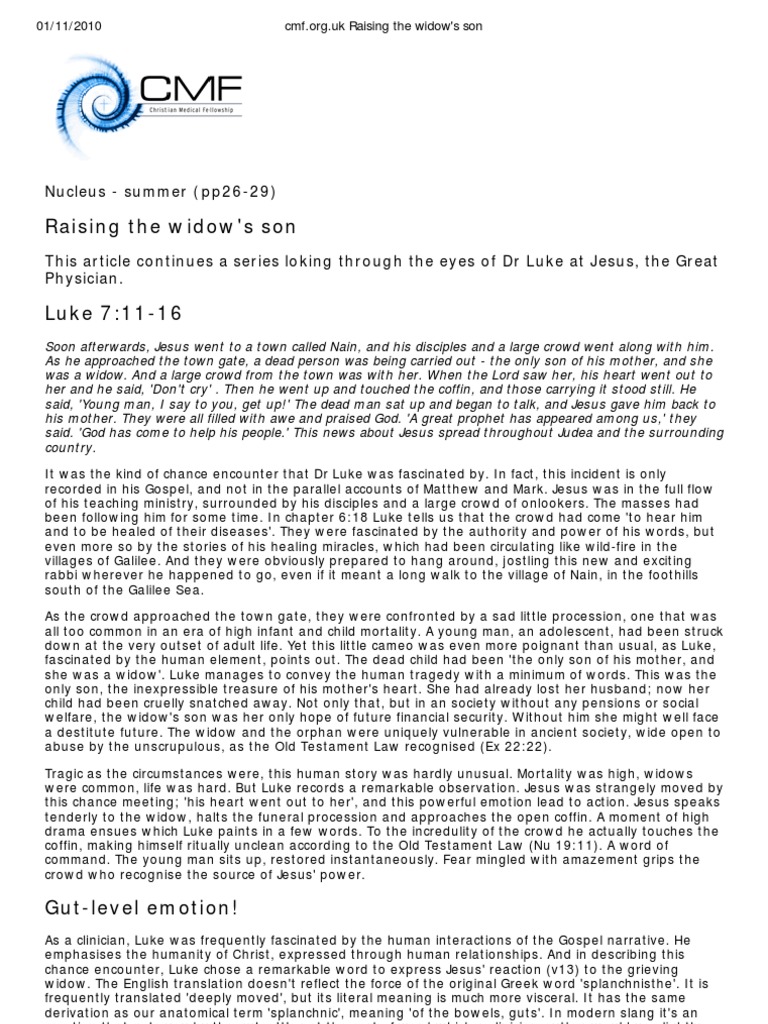Raising The Widow's Son | PDF | Gospel Of Luke | Jesus