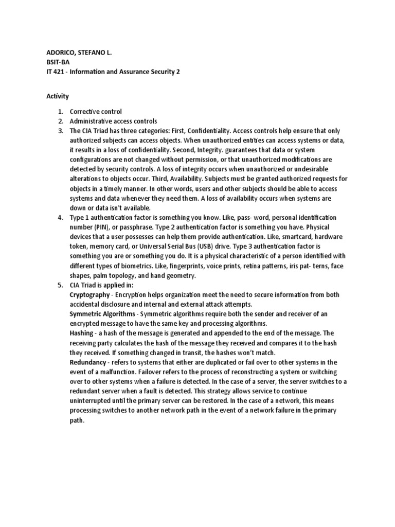 ADORICOS IT-421 Activity2 | PDF | Information Security | Antivirus Software