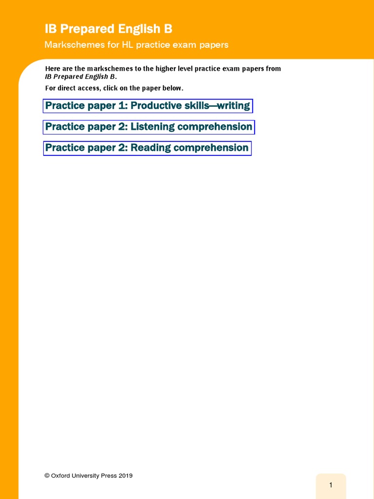 Ib Prep Englishb HL Practice Papers Markscheme | PDF | Communication ...