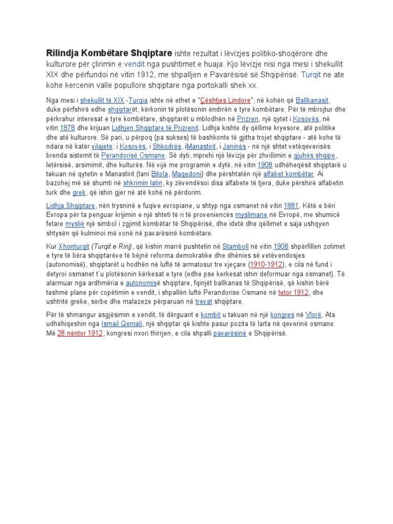 Rilindja Kombëtare Shqiptare | PDF
