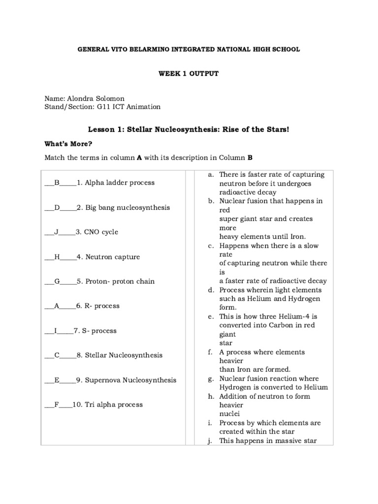Alondra Solomon - Physical Science Week 1 | PDF | Chemical Elements | Stars