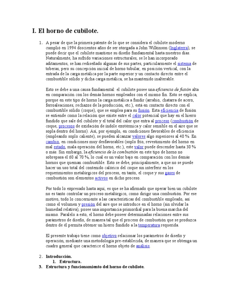 Horno CUBILOTE | PDF | Hierro | Aluminio