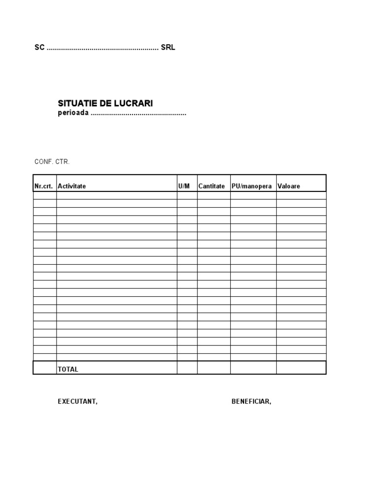 Situatie de Lucrari | PDF