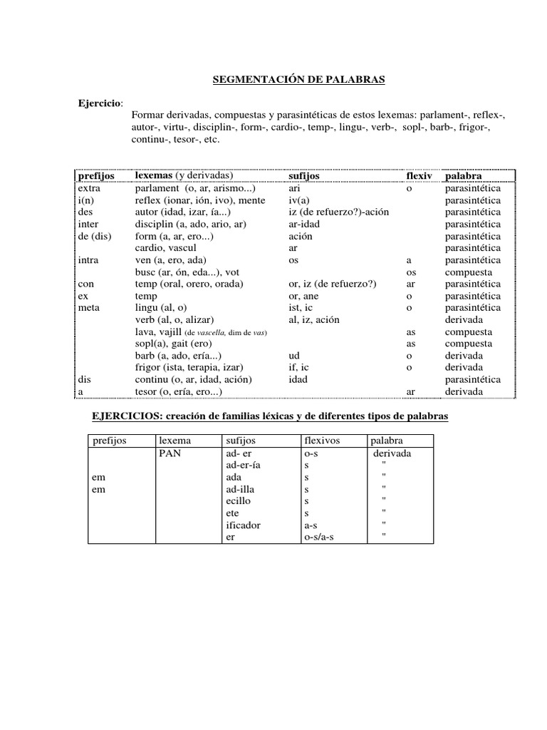 Segmentacion de Palabras | PDF | Filología | Artes del lenguaje y ...