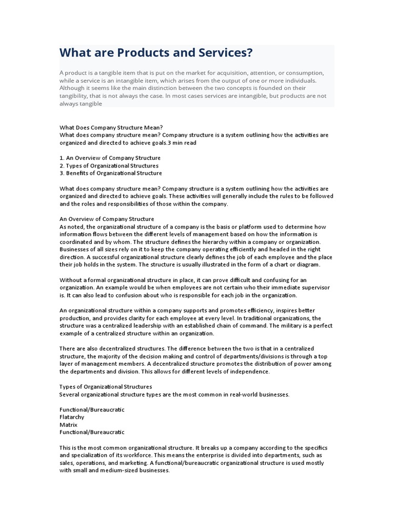 What Are Products and Services | PDF | Organizational Structure | System