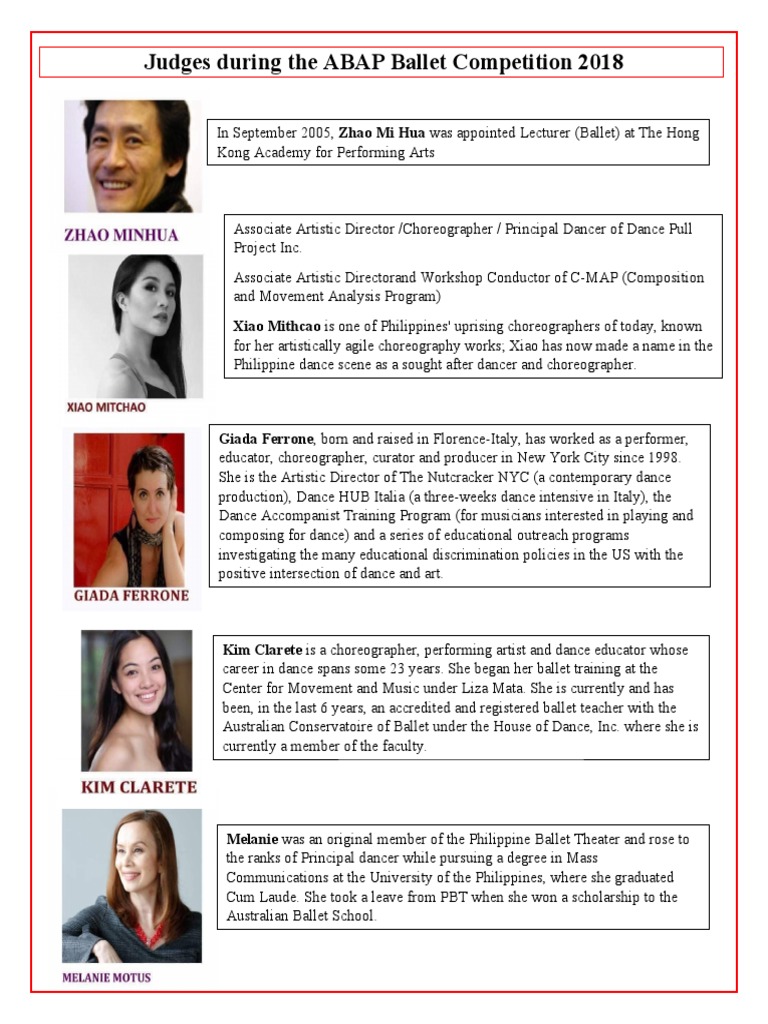 Judges During The ABAP Ballet Competition 2018 and Captionss | PDF ...