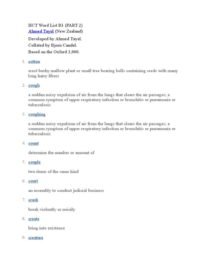 B1 Word List (Part 2) | PDF