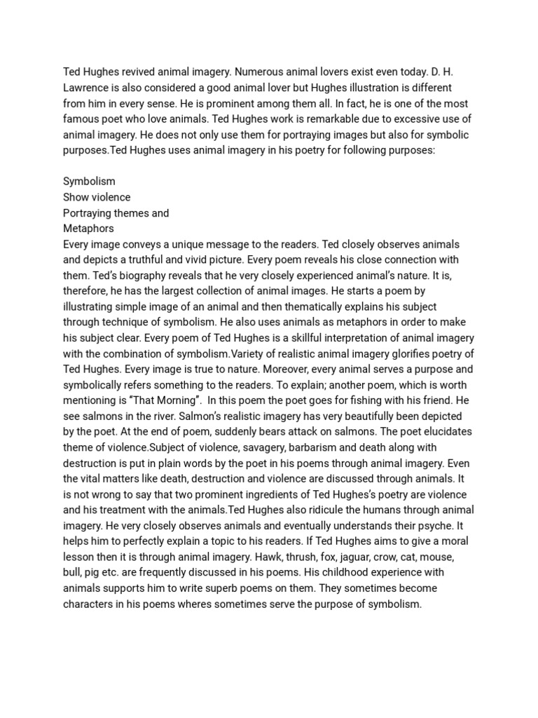 Animal Imagery | PDF | Poetry | Symbolism (Arts)