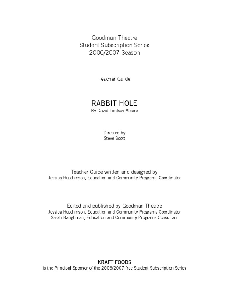Teacher Guide for Rabbit Hole Play | PDF | Grief | Psychological Concepts