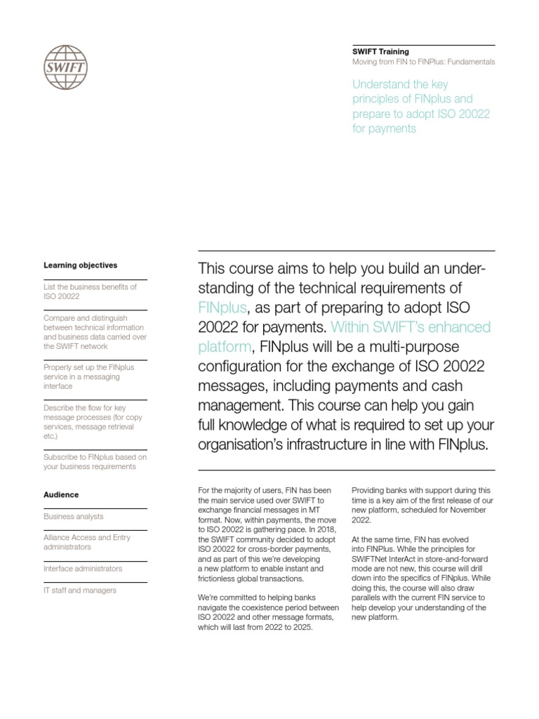 Finplus Within Swift'S Enhanced Platform | PDF | Computing | Computer ...
