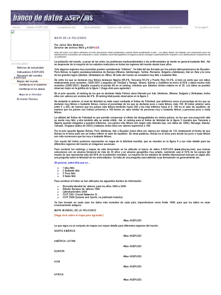 0 - ASEP - JDS - Mapa de Felicidad Javier Díez Medrano | PDF