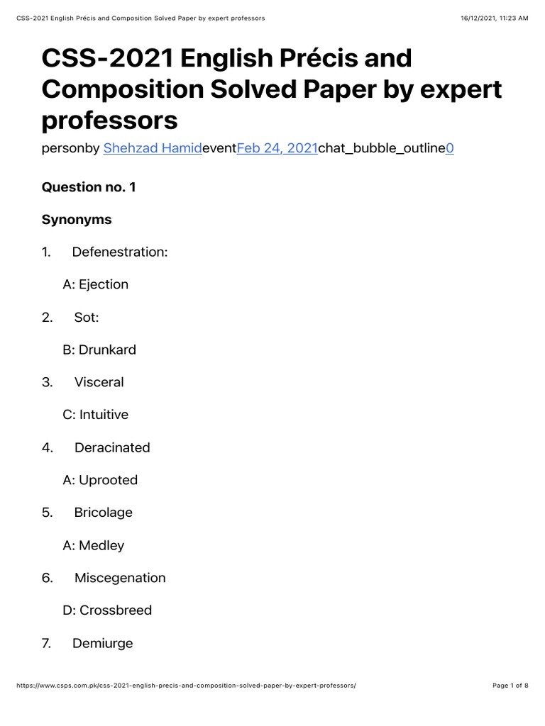 CSS-2021 English Précis and Composition Solved Paper by Expert Professors | PDF | Preemptive War
