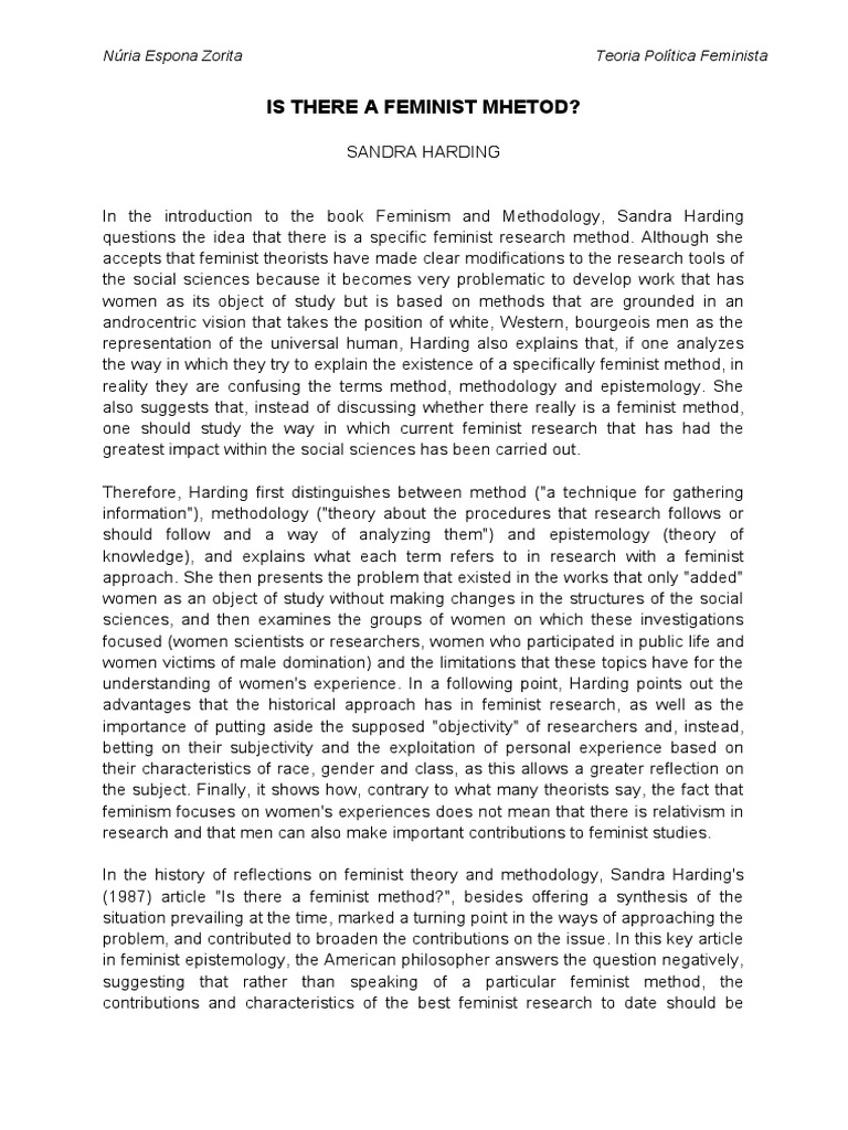 Harding's Feminist Standpoint Theory Explained | PDF | Gender Studies ...