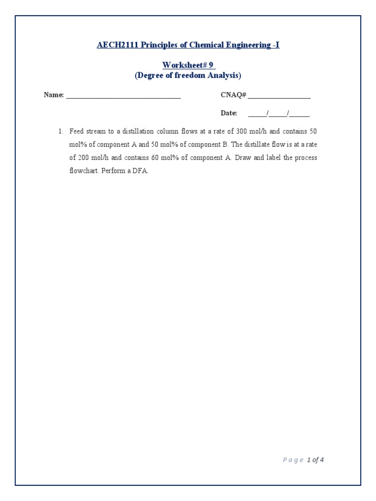 Distillation & Drying DFA Worksheet | PDF