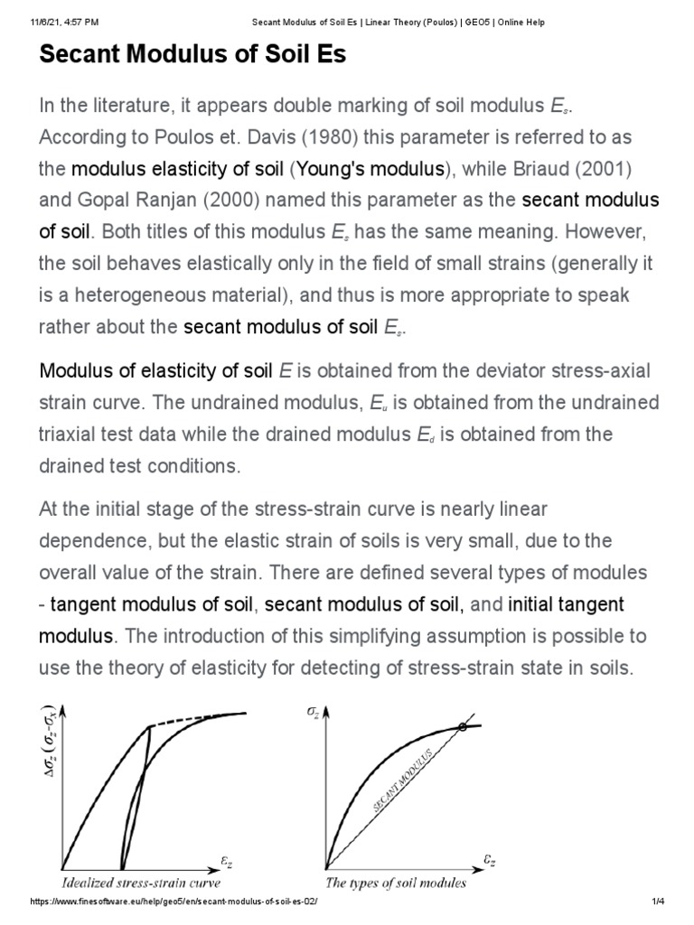Secant Modulus of Soil Es - Linear Theory (Poulos) - GEO5 - Online Help ...
