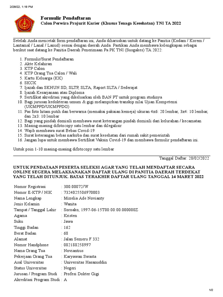 Form PaPk Tni Mixel | PDF