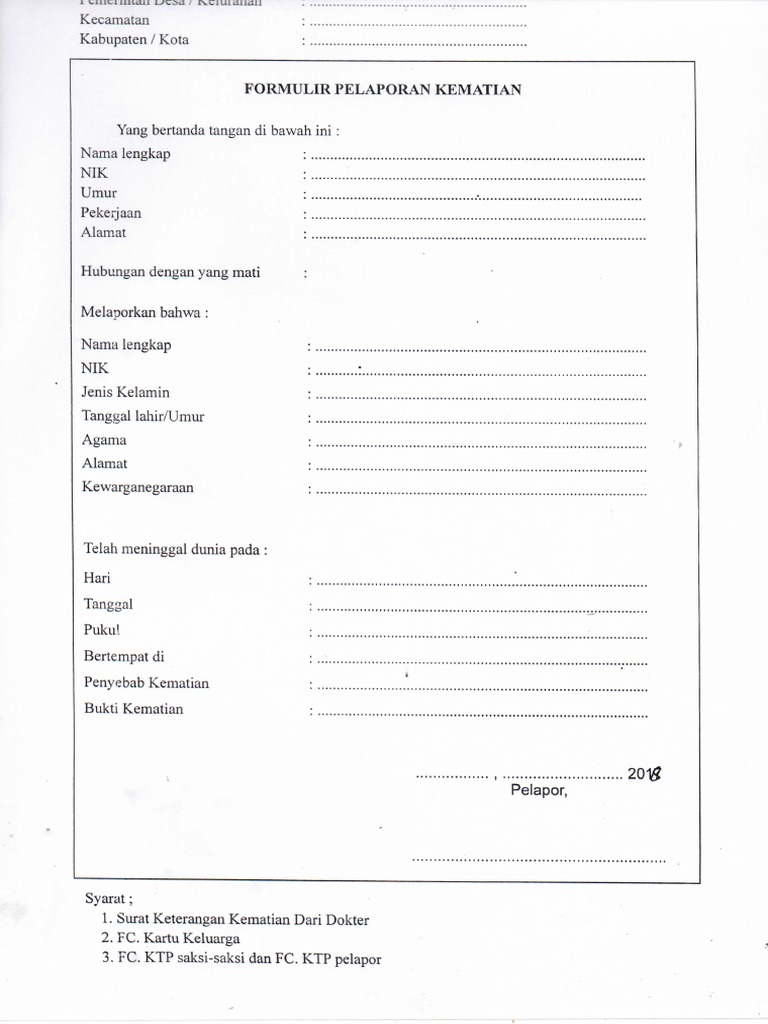 Form Kematian | PDF