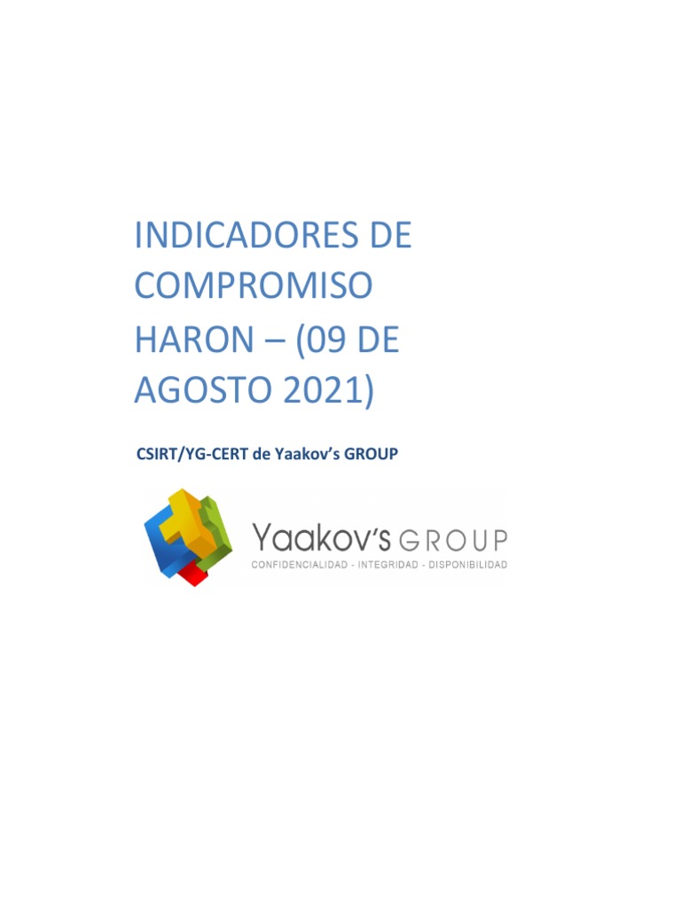 INDICADORES DE COMPROMISO Haron | PDF | Microsoft | Software antivirus INDICADORES DE COMPROMISO Haron | PDF | Microsoft | Software antivirus
