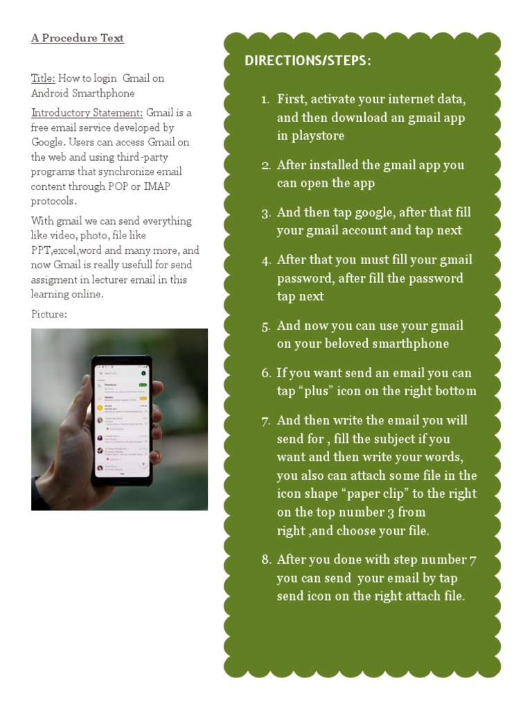 Directions/Steps:: A Procedure Text | PDF