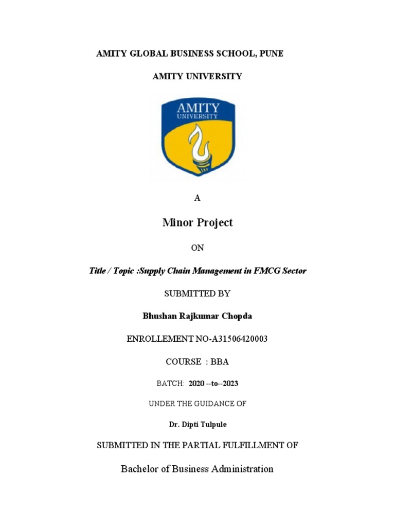 Minor Project: Amity Global Business School, Pune Amity University ...