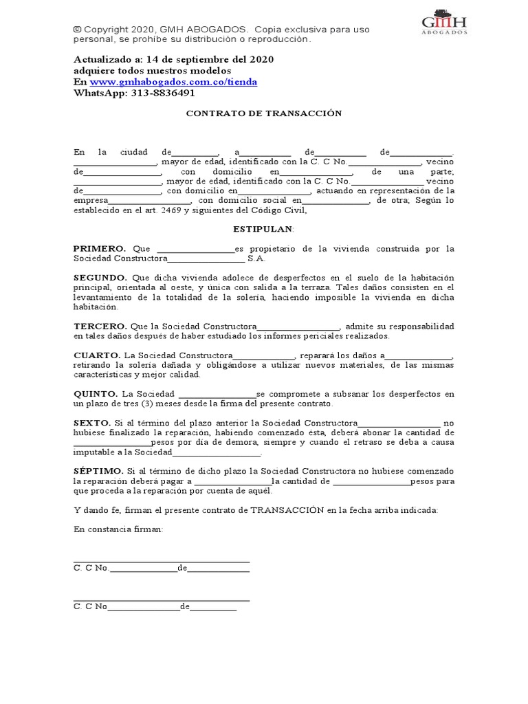 Contrato Transaccion | PDF