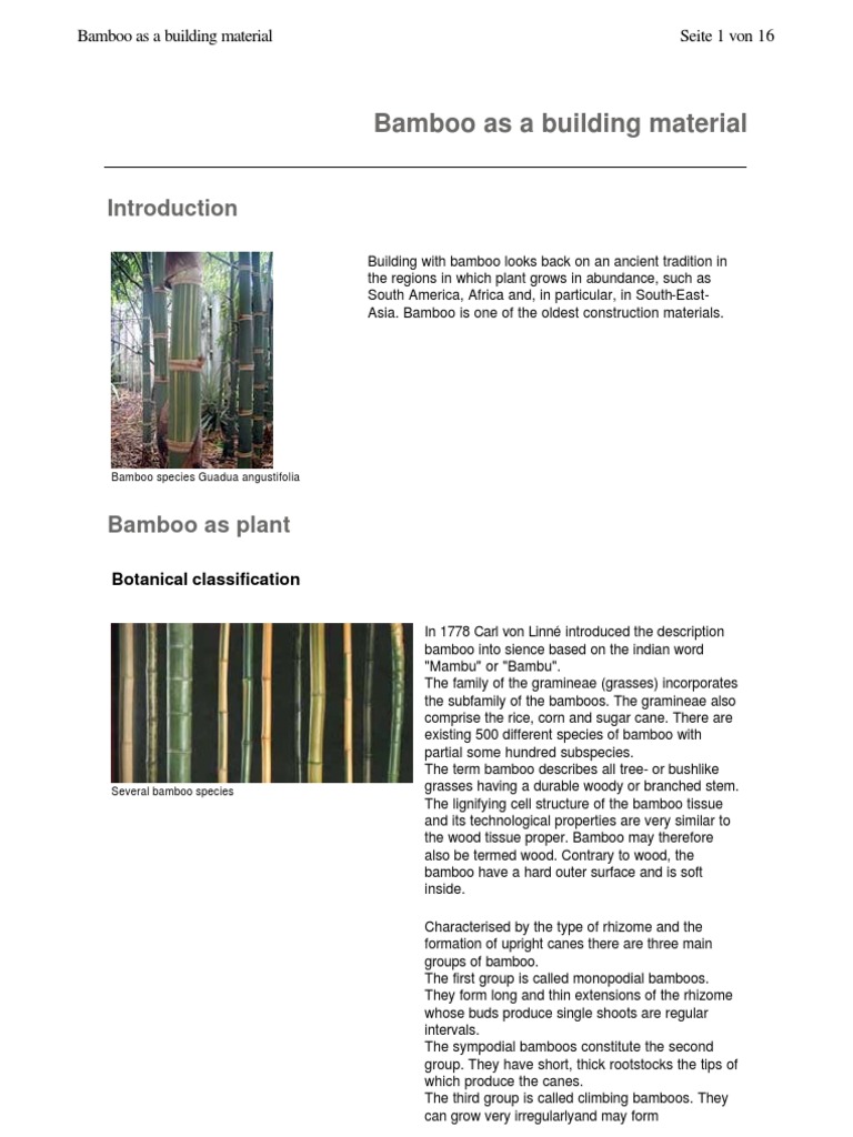Bamboo: A Versatile Building Material | PDF